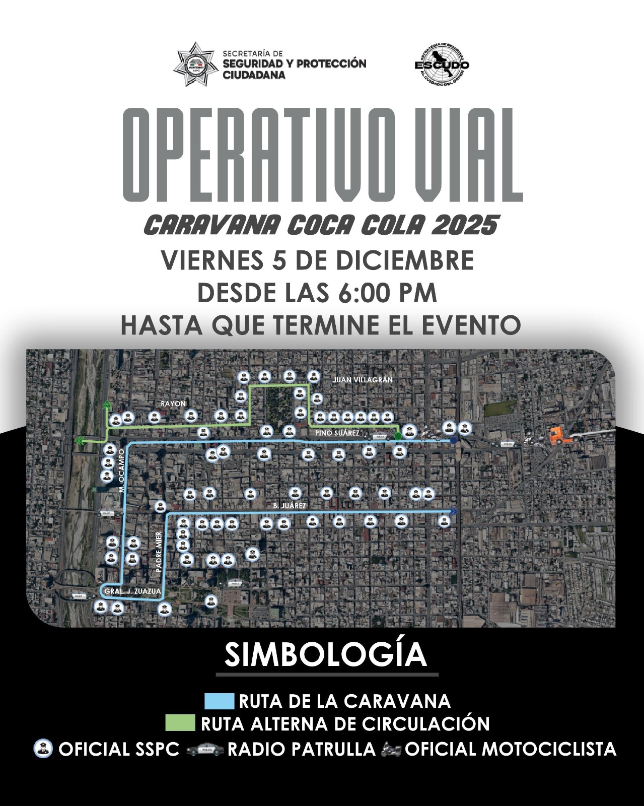 Monterrey activa operativo vial por desfile de la Caravana Coca Cola 202